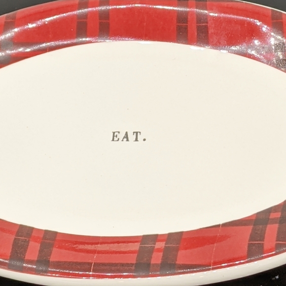 Rae Dunn | Kitchen | Rae Dunn Red Plaid Oval Dish Eat | Poshmark